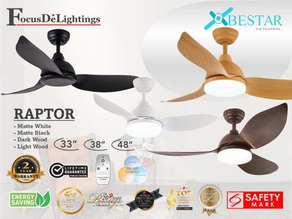 BESTAR DC-CEILING FAN RAPTOR 33"/38"/48" - FOCUS DE LIGHTINGS PTE LTD