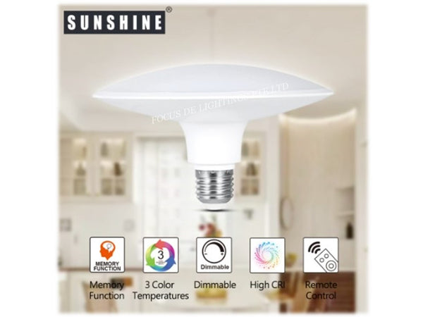 SUNSHINE E27 LED 24W UFO BULB + REMOTE CONTROL (WARM-COOL-DAY W/DIMMIN ...
