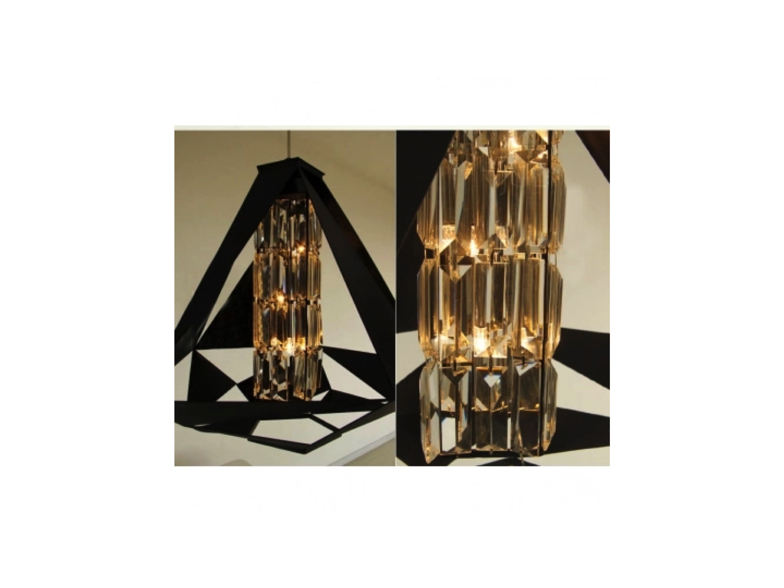 Designer Diamond Shape Pendant Light In Black White With Crystal ...