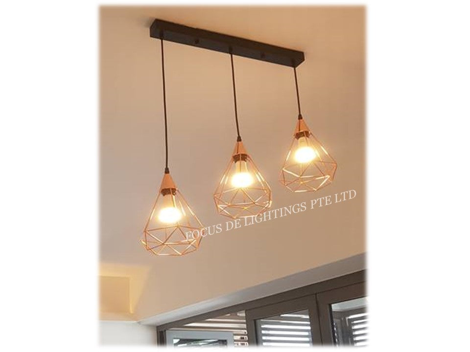 PENDANT LAMP TRIANGLE 6615 -ROSEGOLD - FOCUS DE LIGHTINGS PTE LTD