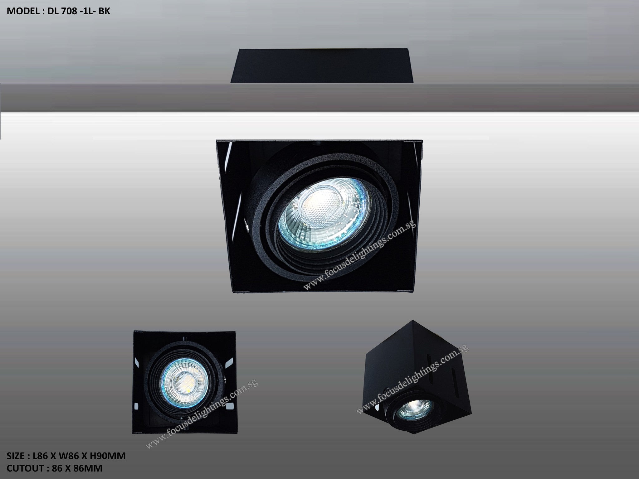 DL 708 TRIMLESS SERIES - ADJUSTABLE RECESSED LIGHTING (PAR16) - FOCUS DE LIGHTINGS PTE LTD