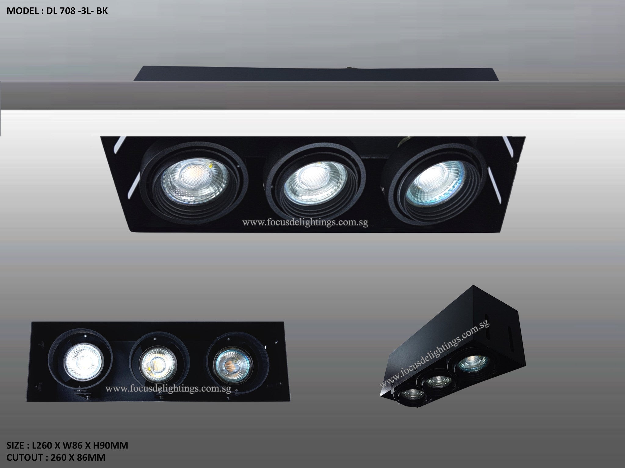 DL 708 TRIMLESS SERIES - ADJUSTABLE RECESSED LIGHTING (PAR16) - FOCUS DE LIGHTINGS PTE LTD