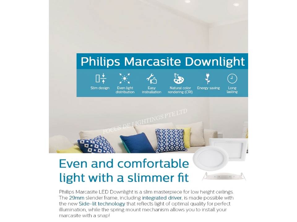PHILIPS MARCASITE ROUND 12W/14W/16W DOWNLIGHT - SLIM DESIGN - FOCUS DE ...